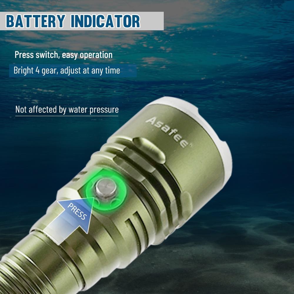 Asafee 2200LM A18 XHP70 LED Ultra powerful light diving flashlight Scu ...